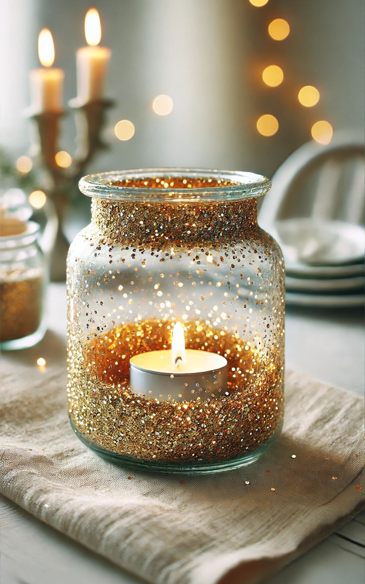 Glitzer-Windlichter aus Glas basteln - Perfekt für die Silvester-Deko